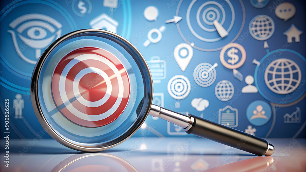 Marketing target concepts, business growth,Magnifying glass holding ...