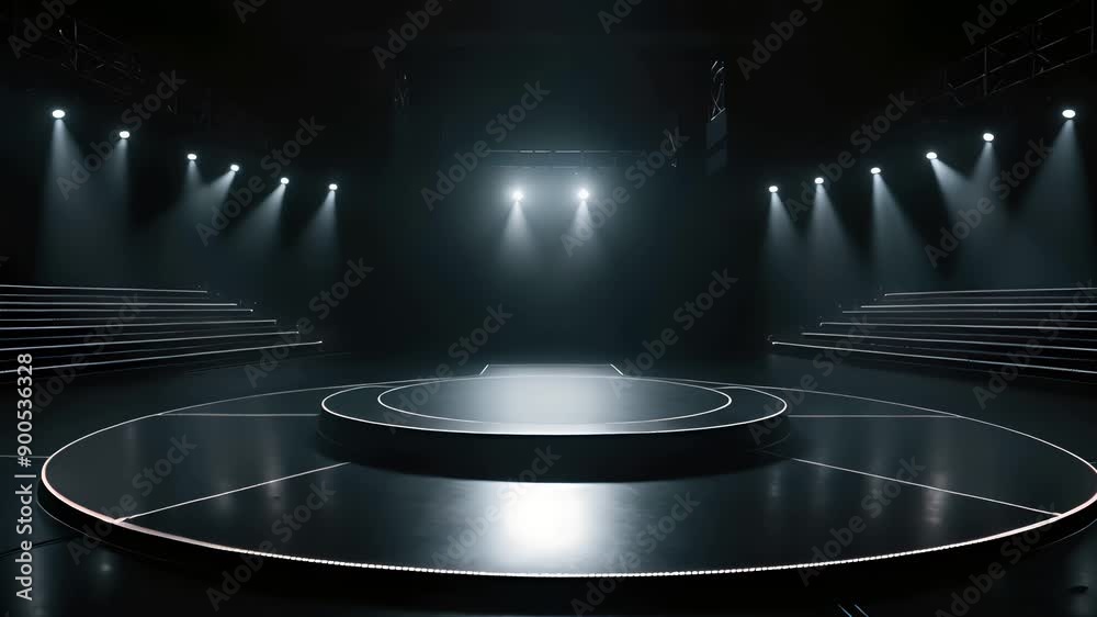 podium Futuristic showcase with platform for product displaying. Empty ...