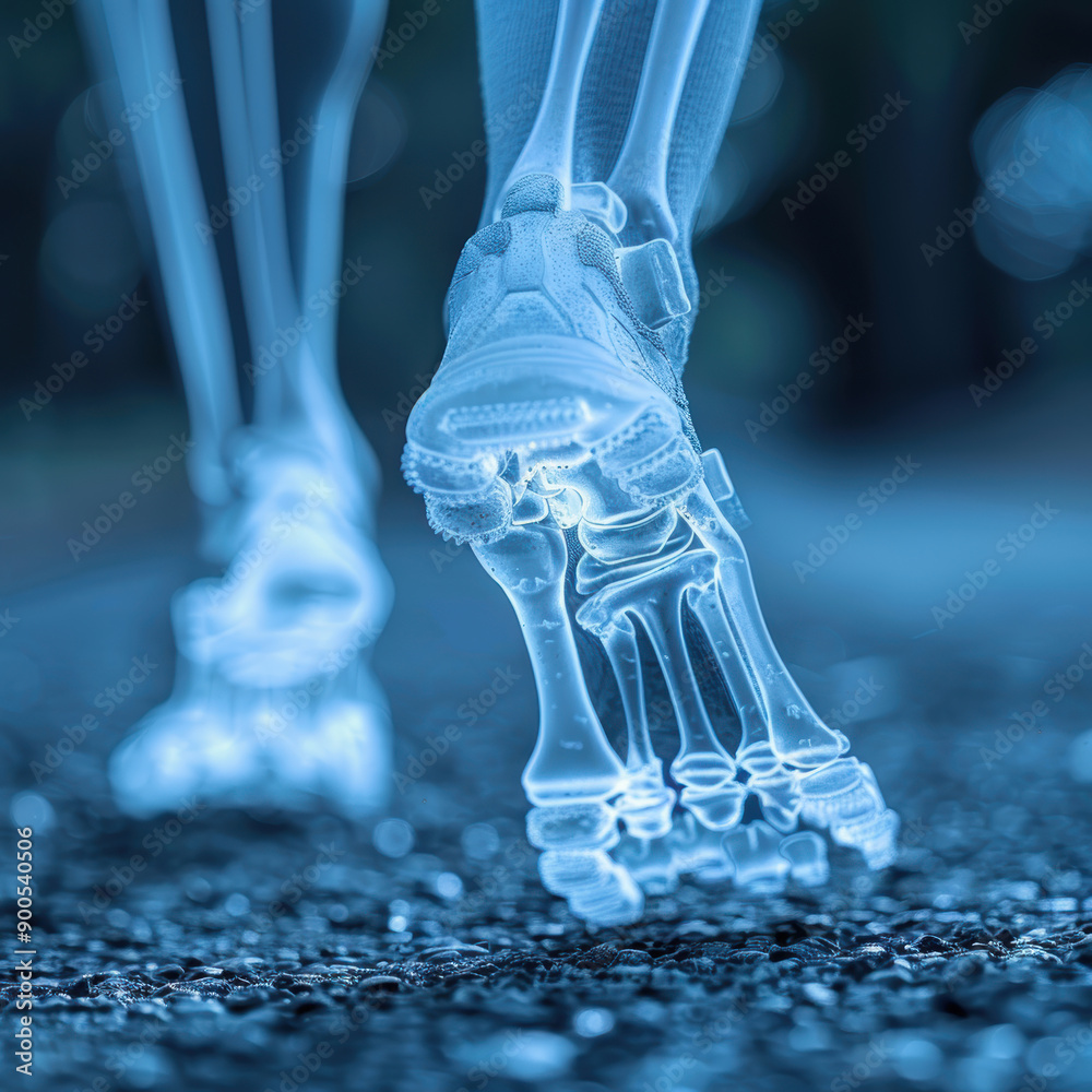 A skeleton foot is shown in blue. The skeleton foot is a representation ...