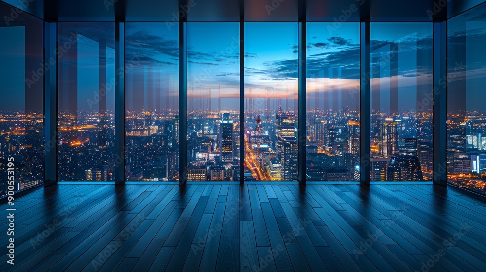 Open, empty space in a tall building, featuring a wide-angle view of ...