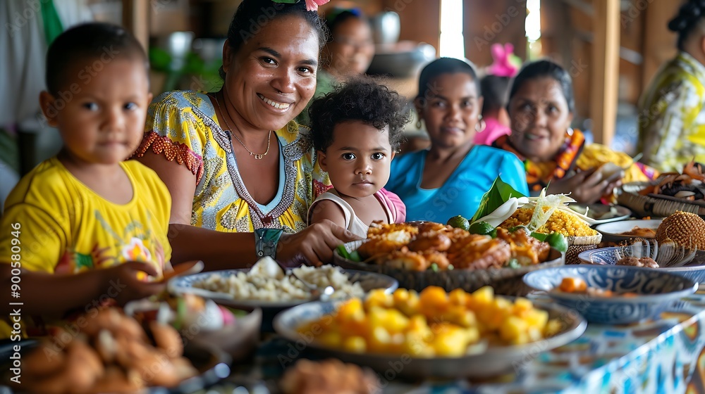 Family of Tonga. Tongan.A vibrant scene of a joyful family gathering ...