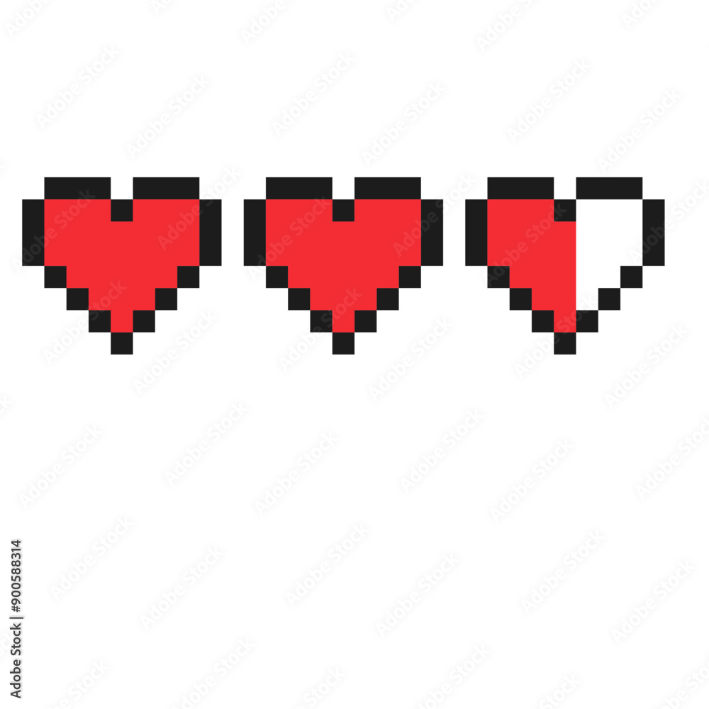 Pixel art icons. level and live bars in game, Game 8 bit ui, level and ...