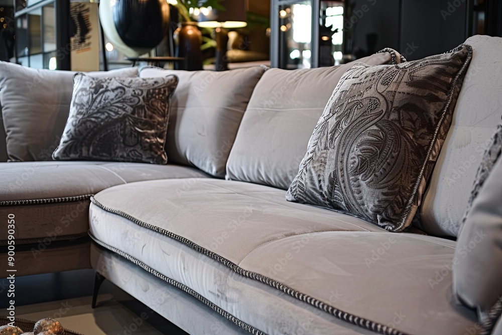 Modern Light Gray L Shape Sofa With Chaise Longue and Cushioned ...