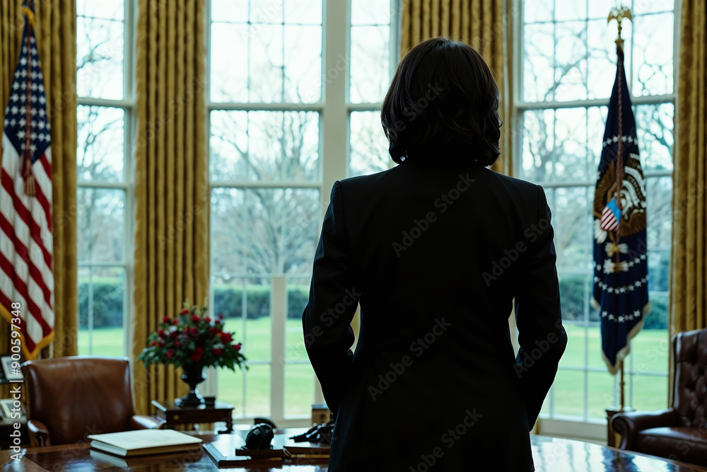 Silhouette of a female President of the United States of America ...