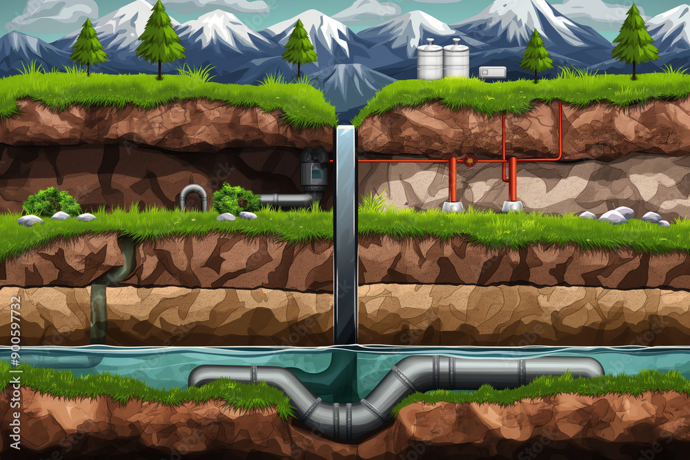 A detailed diagram of an underground water conservation system that ...