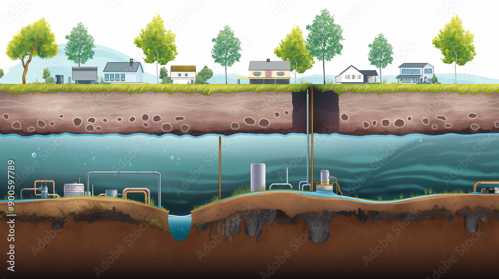 A detailed diagram of an underground water conservation system that ...