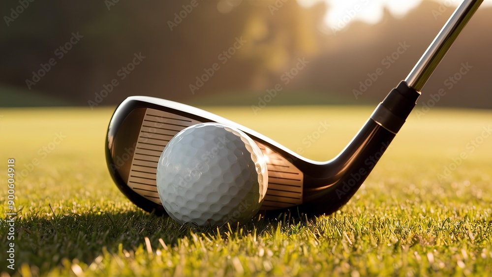 Anticipating the Perfect Swing: A Close-Up View of Golf Ball and Club ...