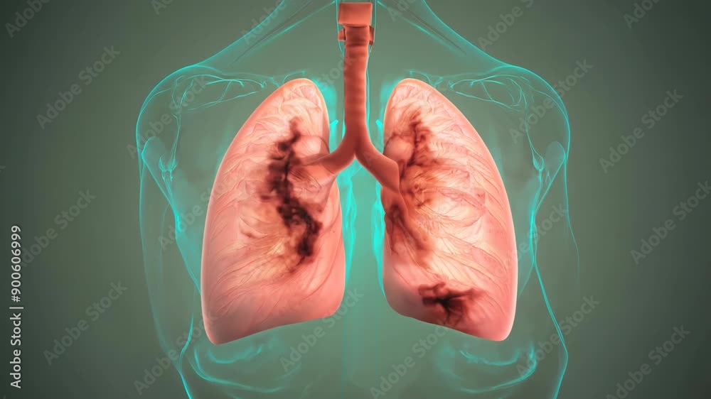 Smoker lungs concept. Breathe organ before and after cigarette. Inside ...