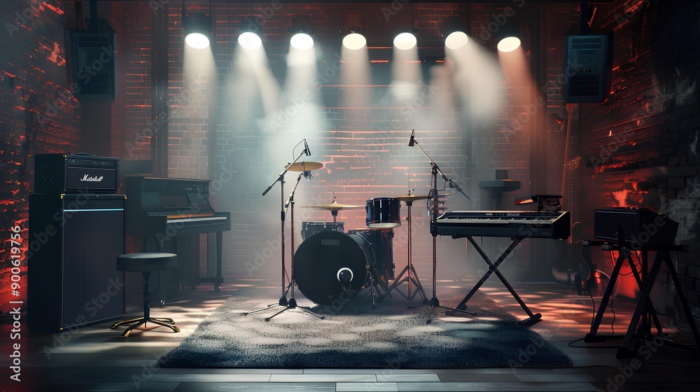 Music Studio Zoom Background Develop digital Stock Illustration | Adobe ...