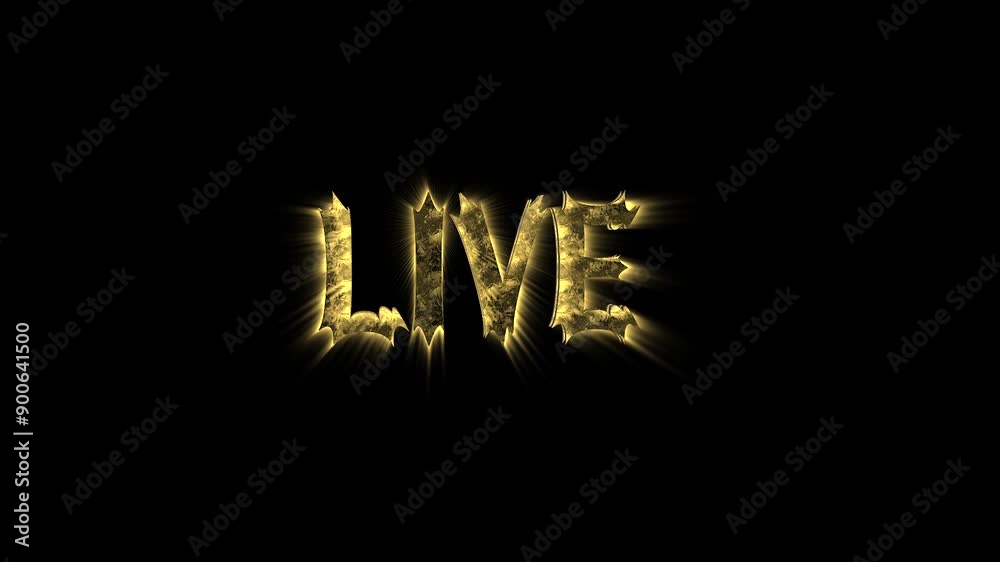 live backdrop with golden text and black background. 4K animation of ...