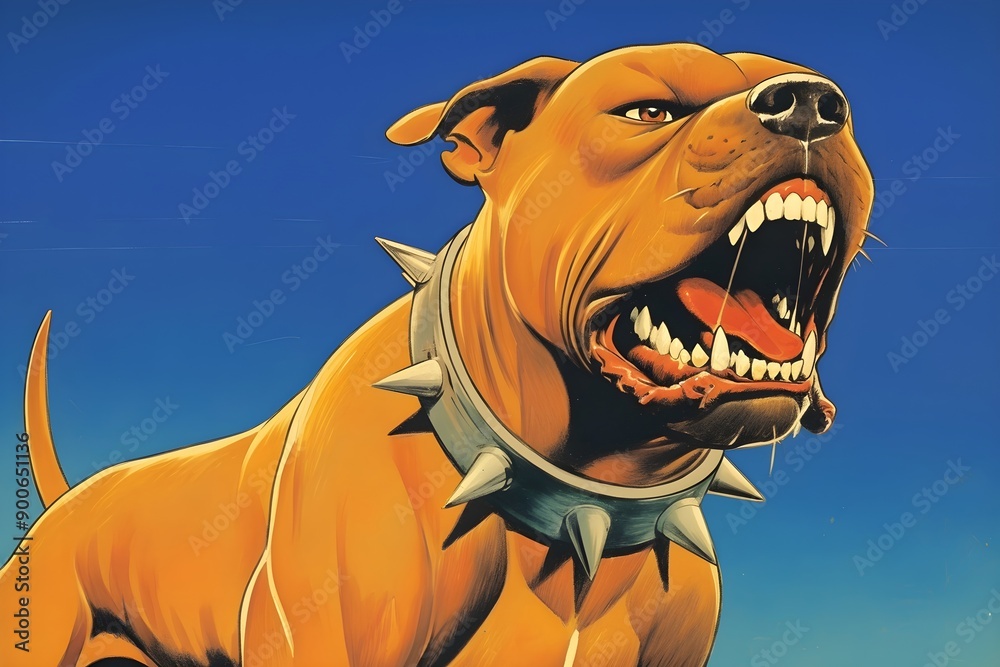 Aggressive dog get angry and bares his teeth. Dog shows dangerous teeth ...