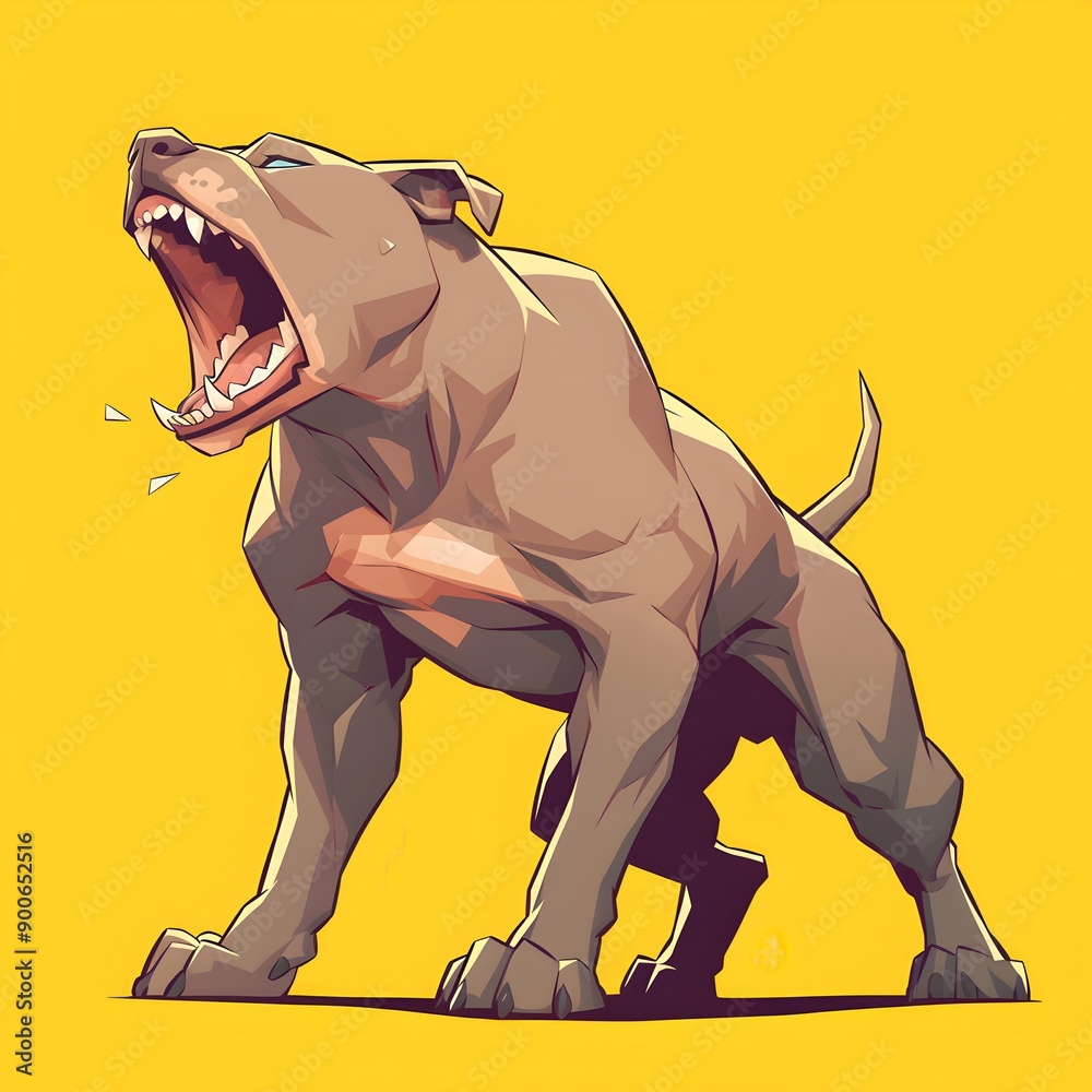 Aggressive dog get angry and bares his teeth. Dog shows dangerous teeth ...