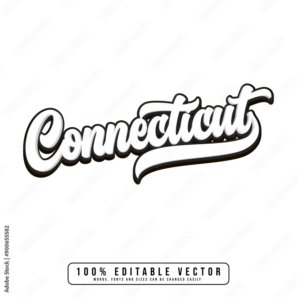 Connecticut text effect vector. Editable college t-shirt design ...