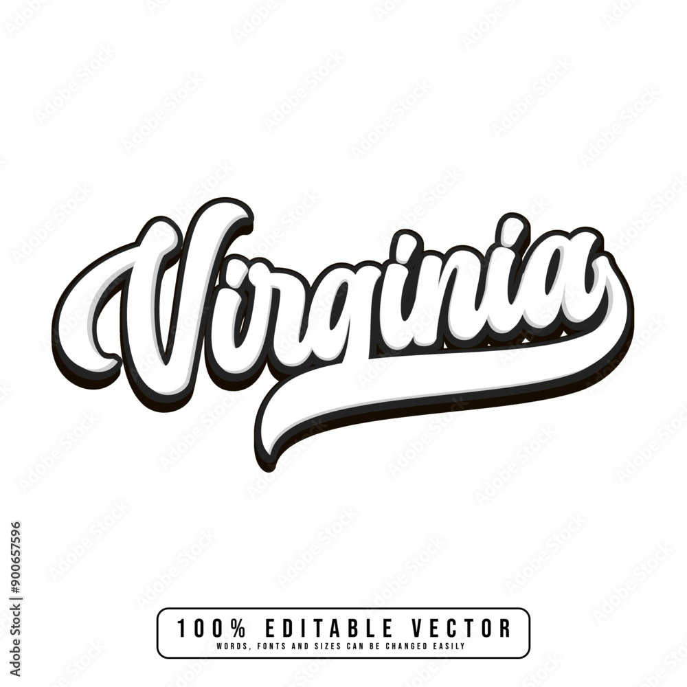 Virginia text effect vector. Editable college t-shirt design printable ...