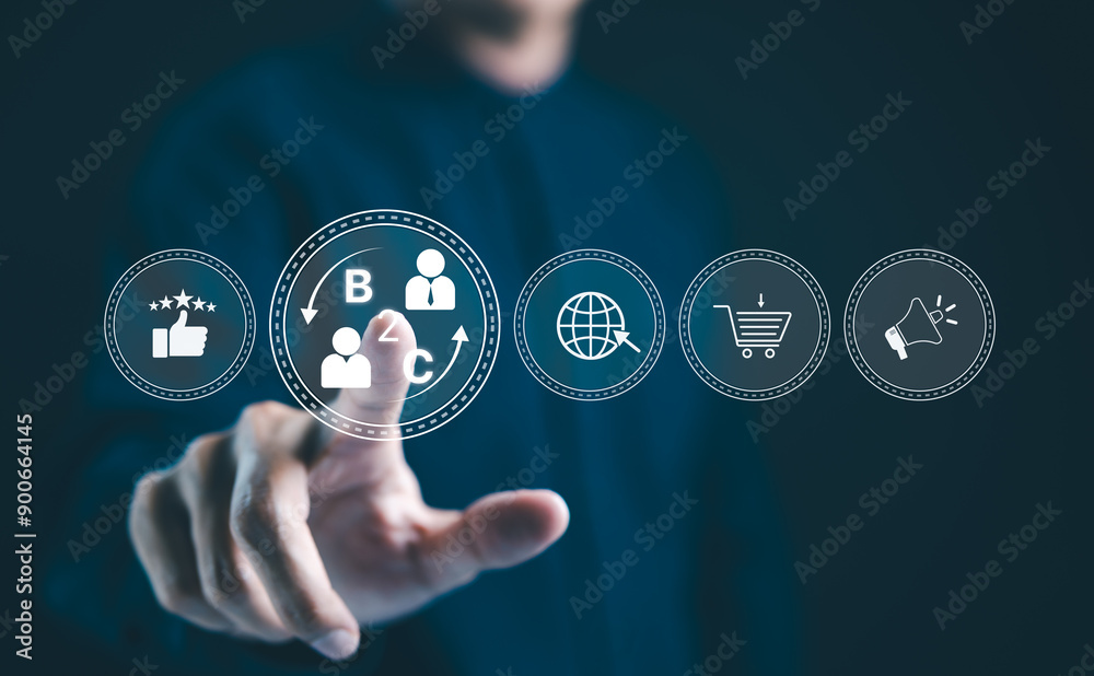 B2C, Business to customer, digital marketing strategy concept ...