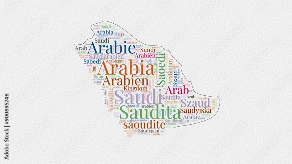 Saudi Arabia logo animation. Saudi Arabia boundary word cloud animation ...