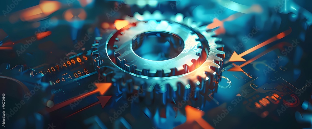 Process management and optimization: Illustration of cog gear wheels ...