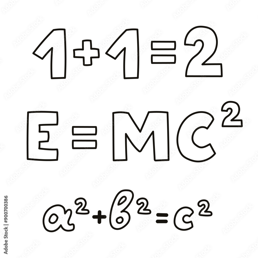 Cute doodle set with lettering of physical, mathematical formulas ... Cute doodle set with lettering of physical, mathematical formulas ...