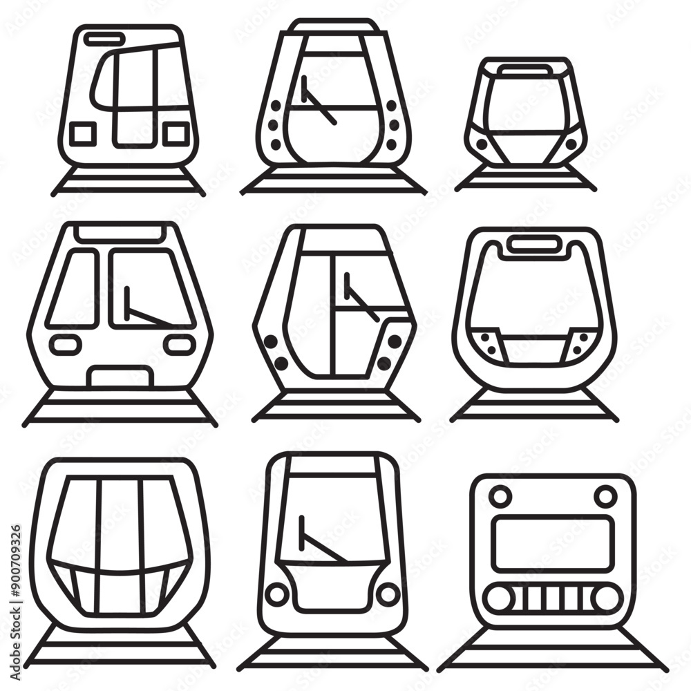Electric train outline.Isolated on white background Line art vector ...