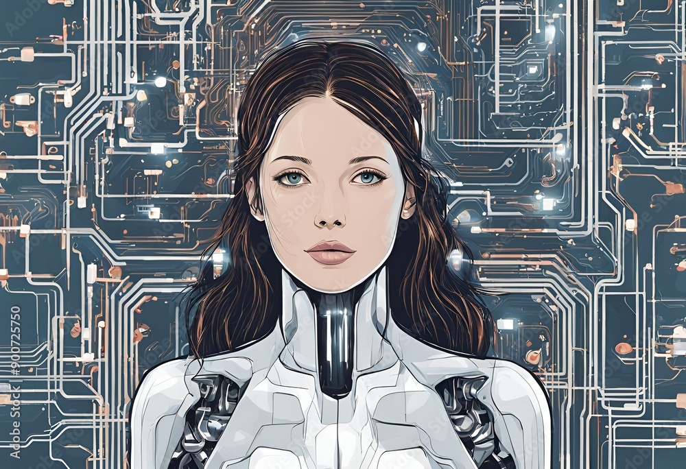 An illustration depicting an artificial intelligence (AI) girlfriend ...