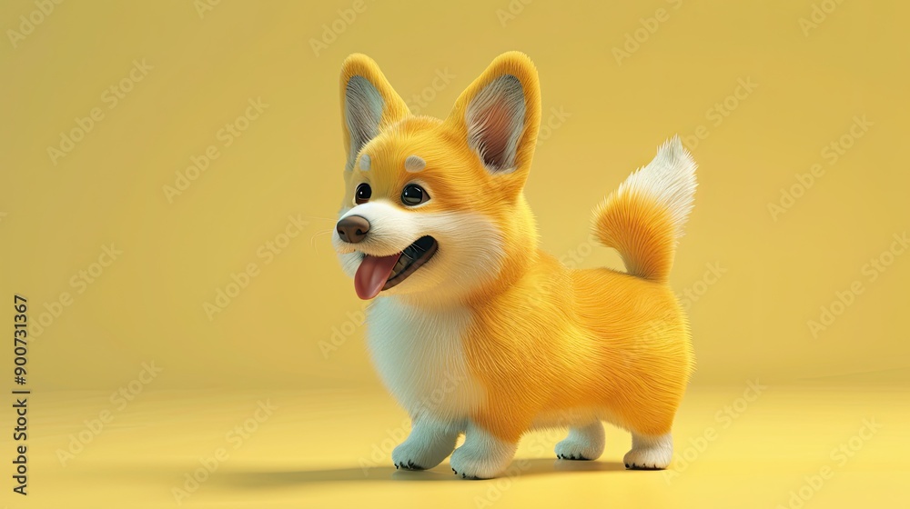 Concept Art Character of Cute Fat Kawaii Fluffy Orange Corgi Puppy in ...