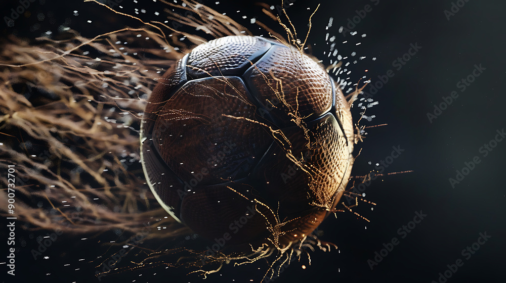 Exhilarating Motion of a Spinning Football in Mid-Air Against a Black ...