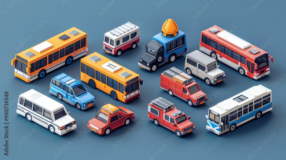 Comprehensive 3D Isometric City Transport Vehicles Collection for ...