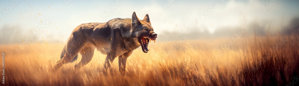 Aggressive dog get angry and bares his teeth. Dog shows dangerous teeth ...