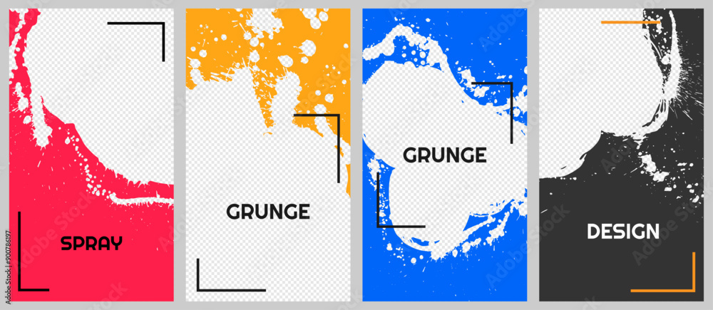 Vector illustration. Abstract color vertical overlay set. Ink brush ...