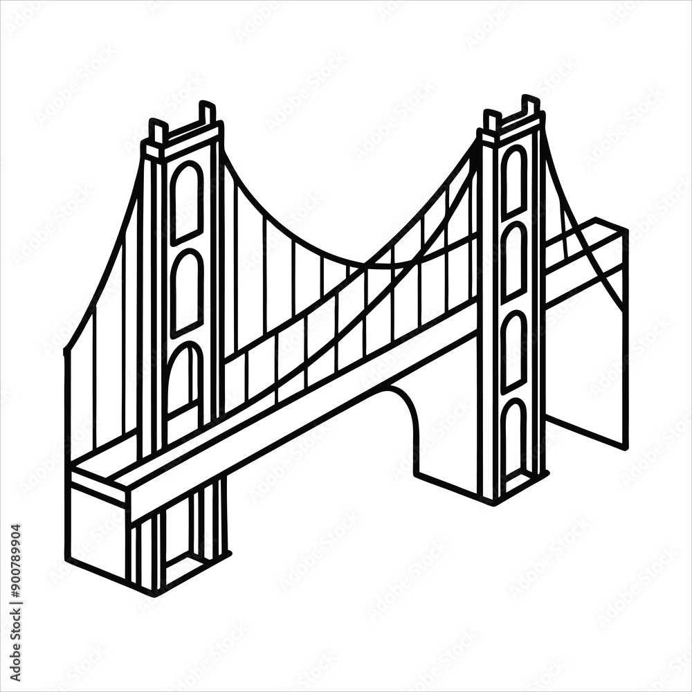 Rendering of the George Washington Bridge vector line art Stock Vector ...