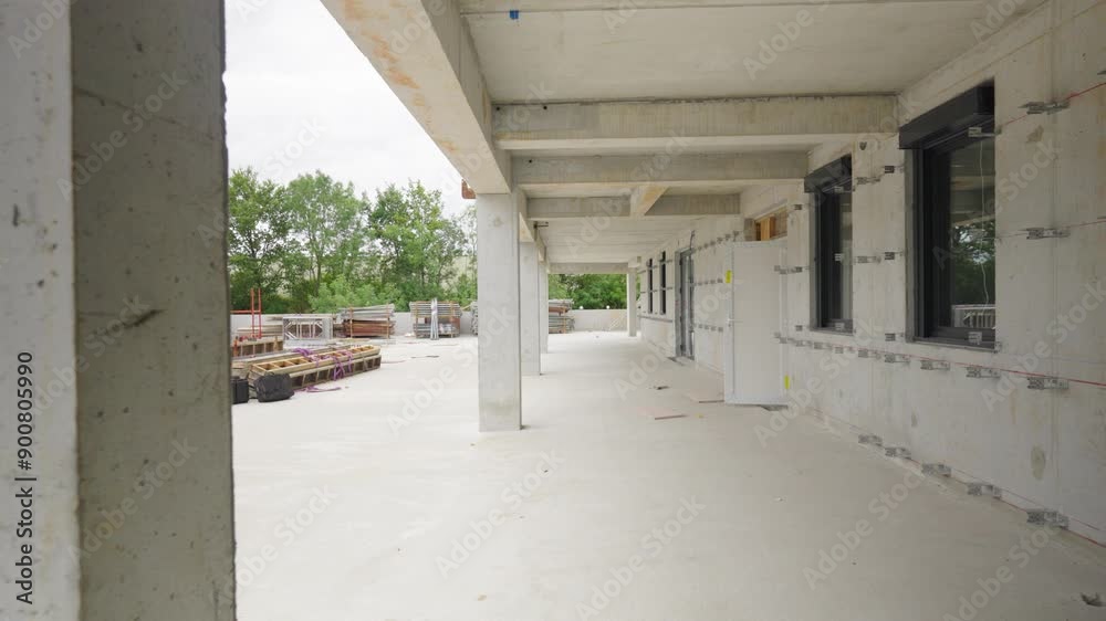 Chantier de construction d'un immeuble en béton banché. Construction ...