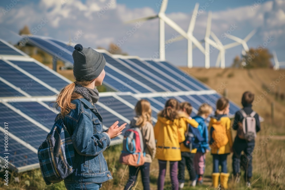 Renewable Energy Education - Teacher Explaining Solar Panels and Wind ...