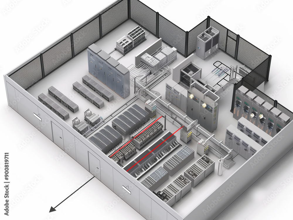 a schematic layout of a data center floor plan Stock Photo | Adobe Stock