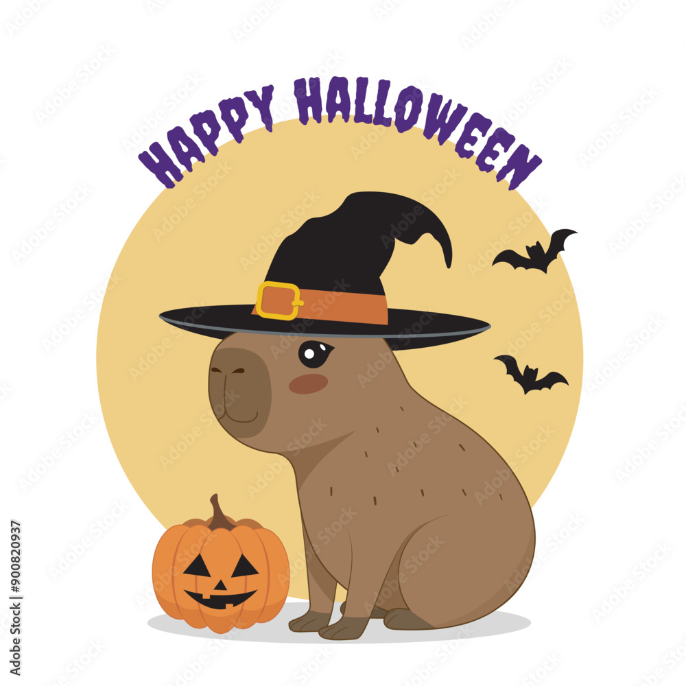 Halloween Capybara vector illustration. Capybara in halloween costume ...