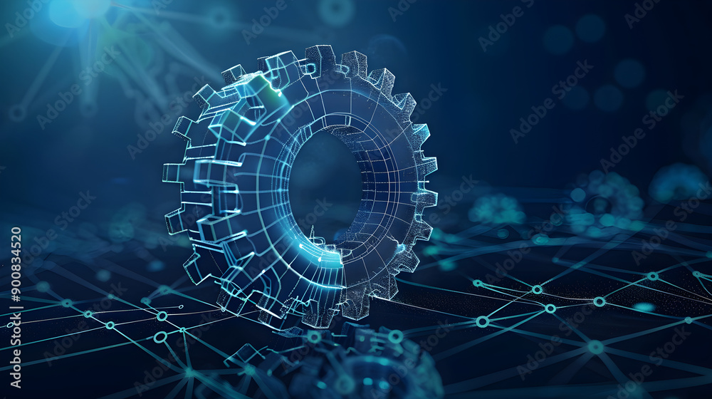 futuristic gear illustration, technological innovation, digital ...