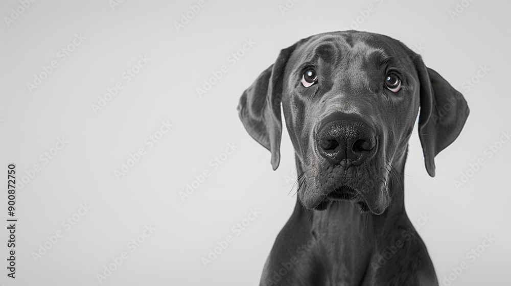 Portrait of a Great Dane dog with a sad expression, captured in a ...