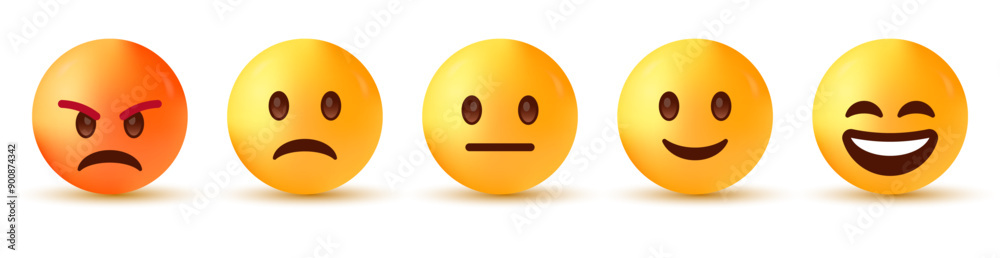 Vecteur Stock 3d feedback emojis emoticons. smile, neutral, angry ...