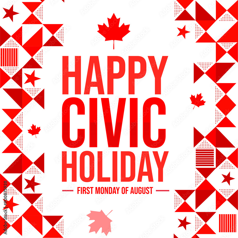 Happy Civic Holiday Wallpaper with leaf and greetings. First Monday of ...