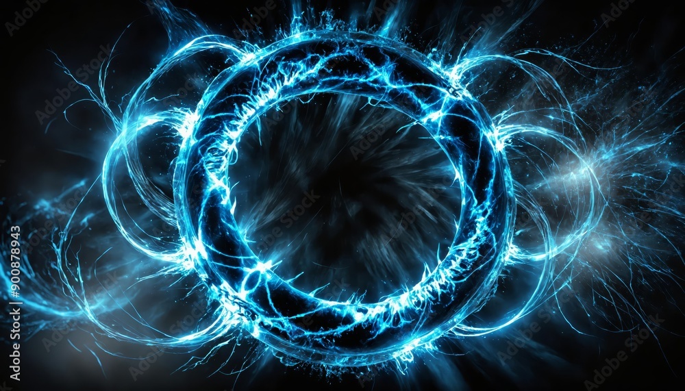 Powerful shockwave of energy with a burst and explosion of glowing ...