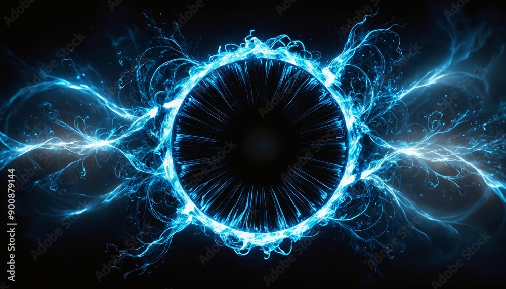 Powerful shockwave of energy with a burst and explosion of glowing ...