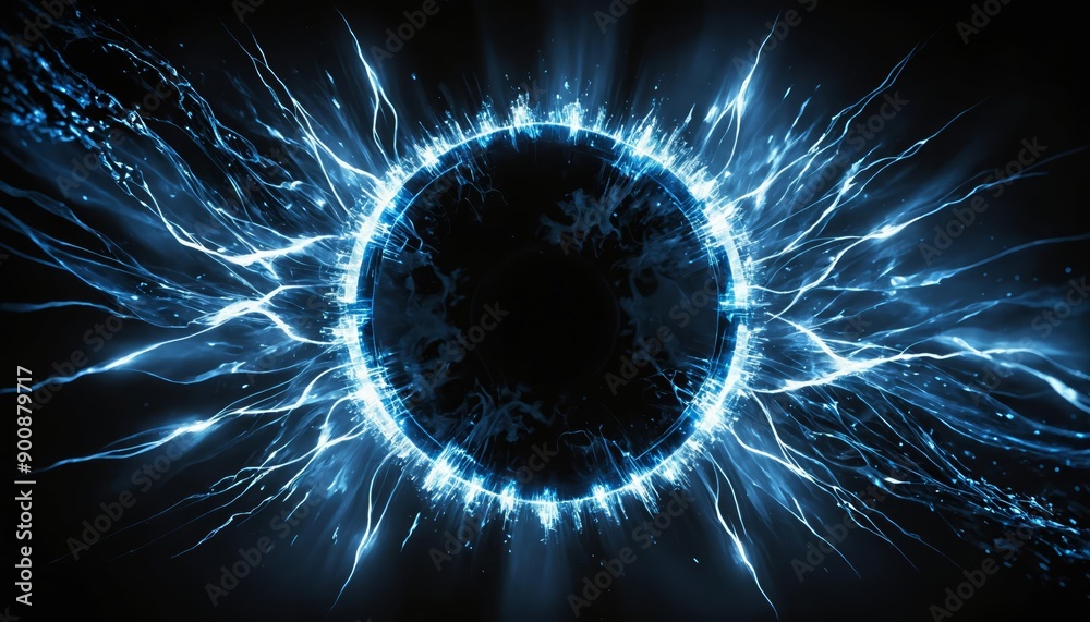 Powerful shockwave of energy with a burst and explosion of glowing ...