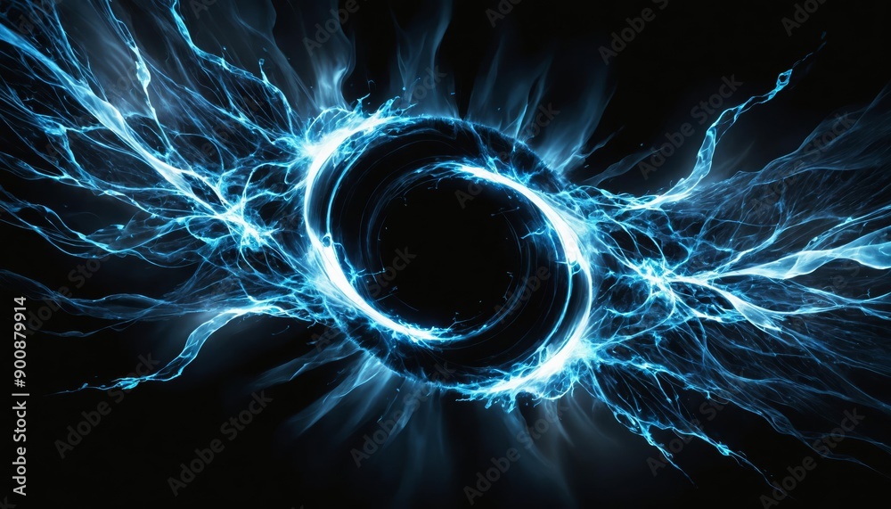 Powerful shockwave of energy with a burst and explosion of glowing ...