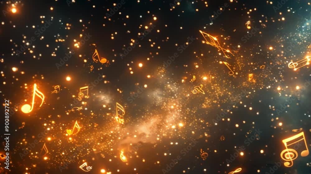 Melodies of the Cosmos: floating musical notes on a dark background ...