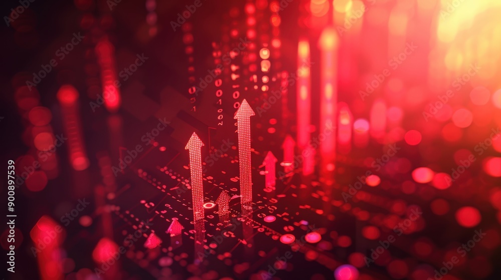 Abstract Representation of Data Trends With Red Color Palette and ...