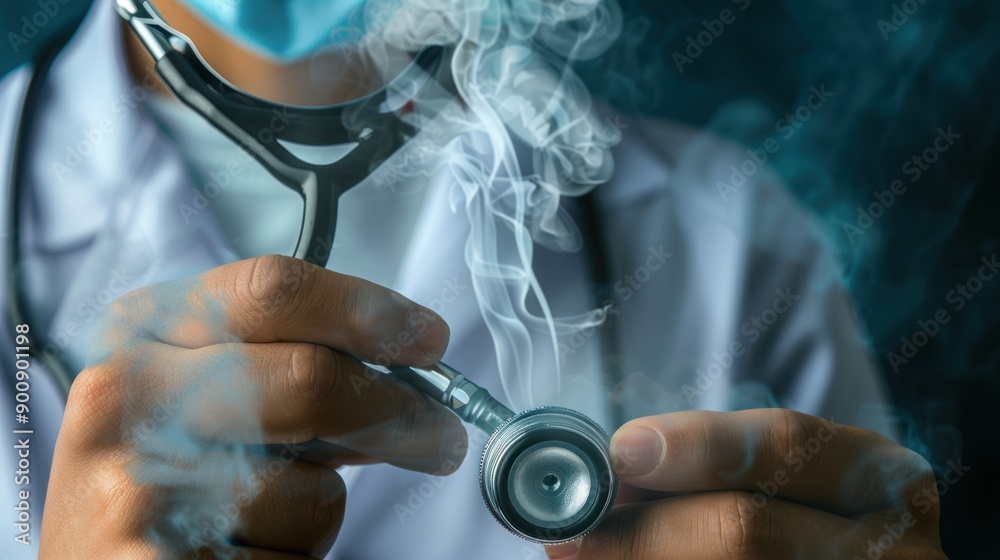 Doctor use stethoscope checkup lung health,respiratory disease,lung ...