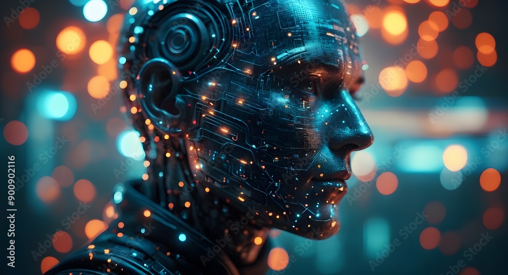 AI training, machine learning process featuring artificial intelligence, deep data mining, and ...