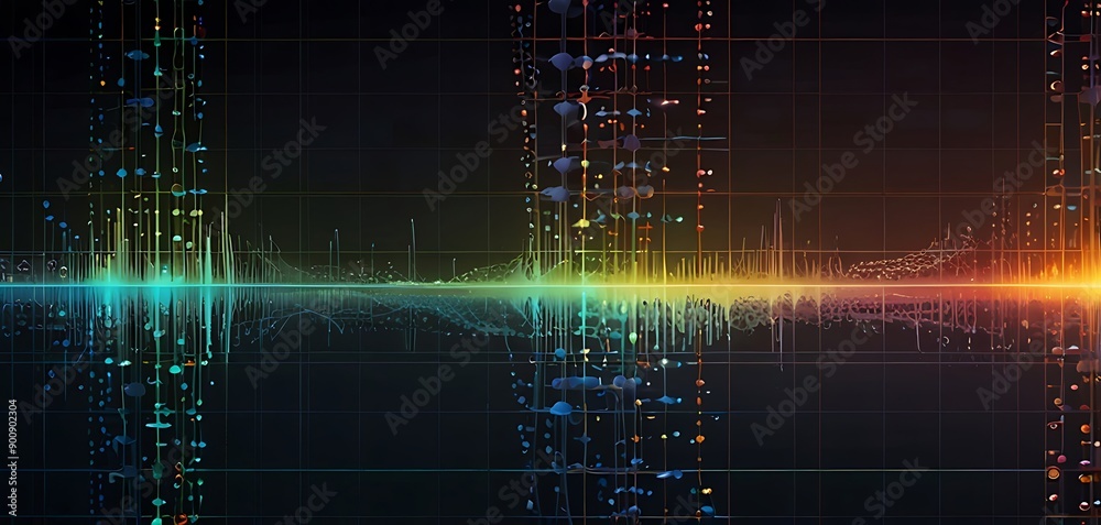 Smart Grid Dynamics A dynamic grid pattern with shifting colors and ...
