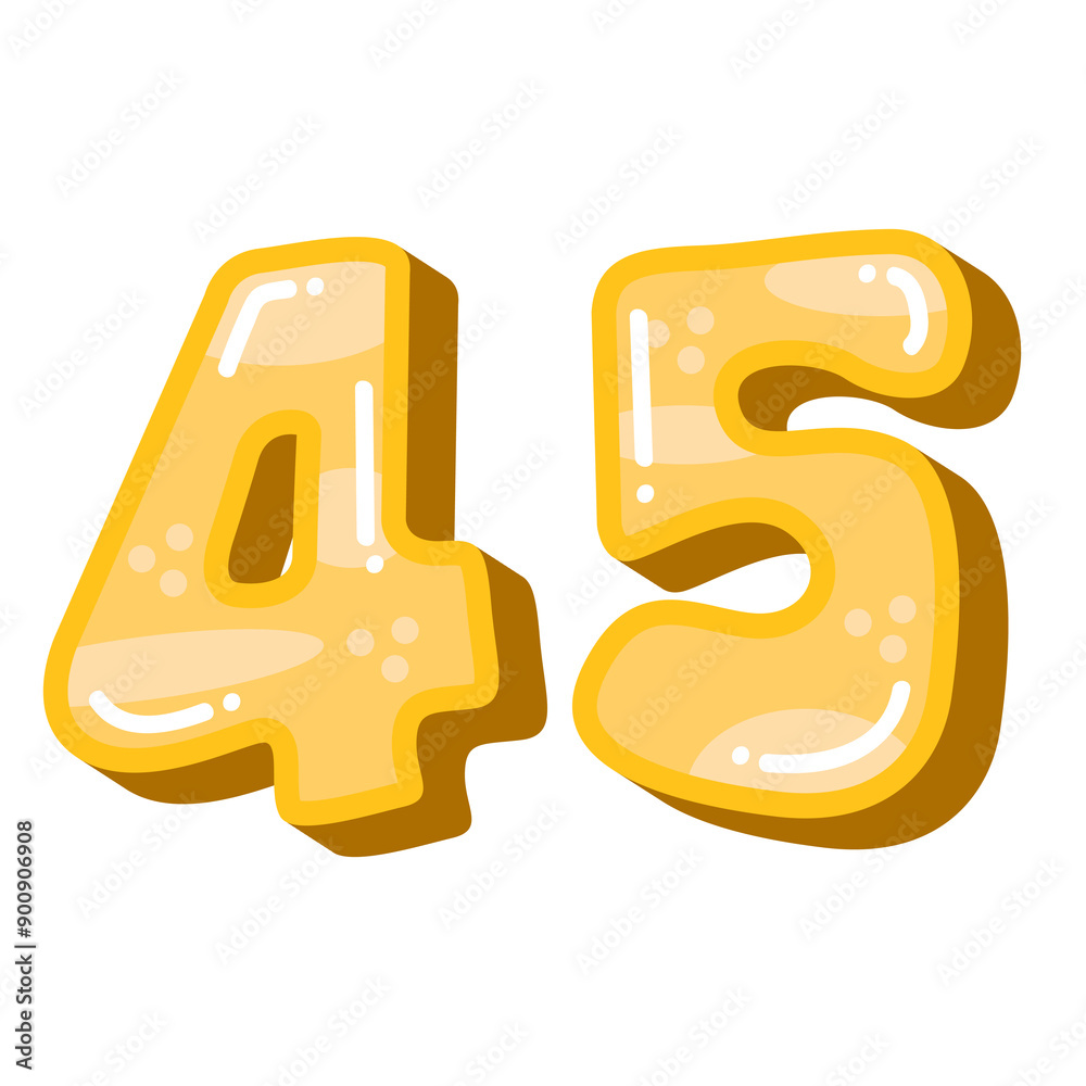 Colorful number 45 forty five vector illustration, cute number 45 clip ...