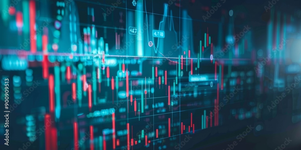 Detailed stock market chart with sector performance and market indices ...