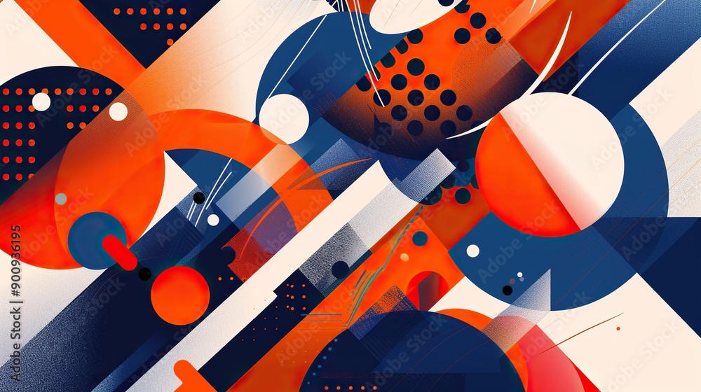 Abstract composition of geometric shapes with a dynamic interplay of ...